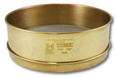 6976 - 12" Test Sieve, 1.06" Mesh, Full Height, Brass Frame - Stainless ...
